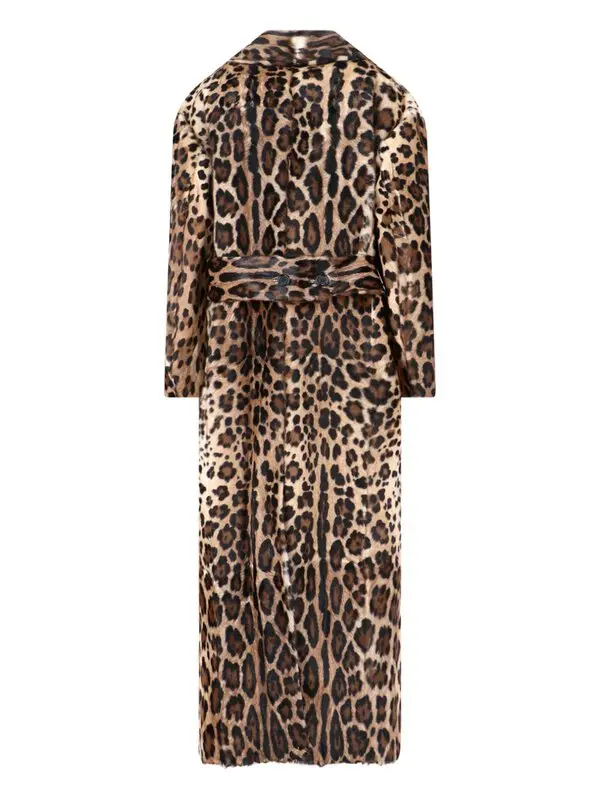 Dolce & Gabbana Double-breasted Leopard Print Goat Leather Coat