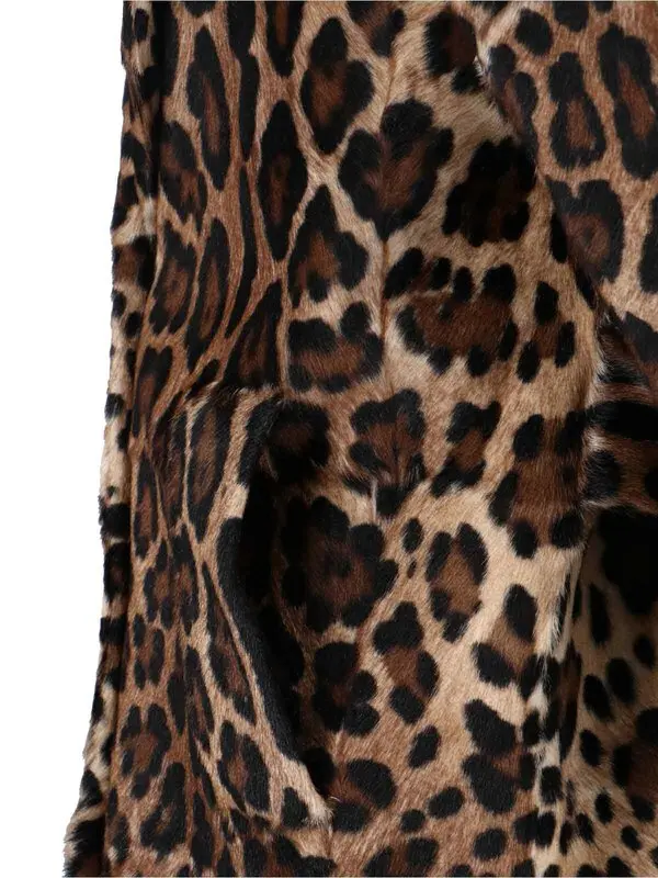 Dolce & Gabbana Double-breasted Leopard Print Goat Leather Coat