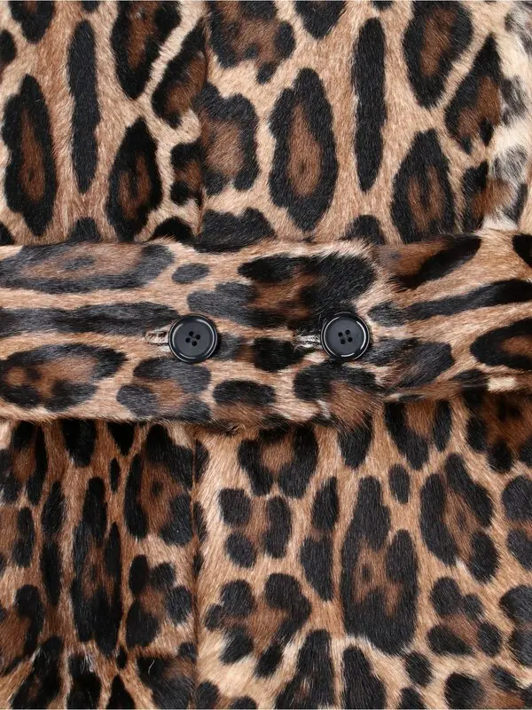 Dolce & Gabbana Double-breasted Leopard Print Goat Leather Coat - Multi