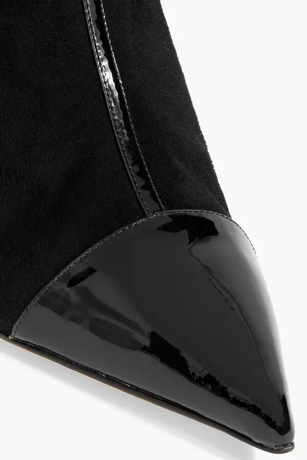 JIMMY CHOO Kix Patent Leather-trimmed Suede Ankle Boots