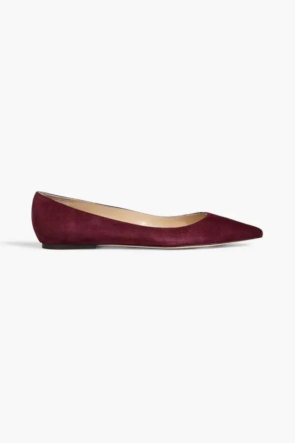 JIMMY CHOO Alina Suede Point-toe Flats