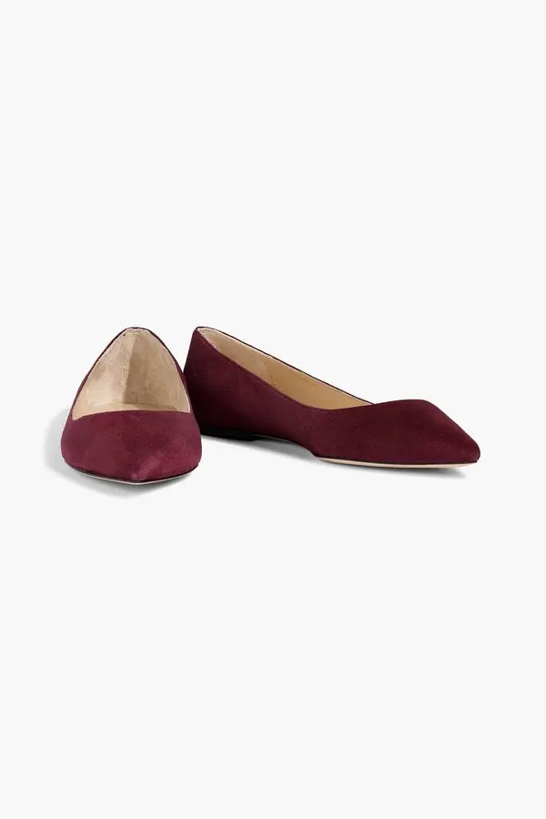 JIMMY CHOO Alina Suede Point-toe Flats