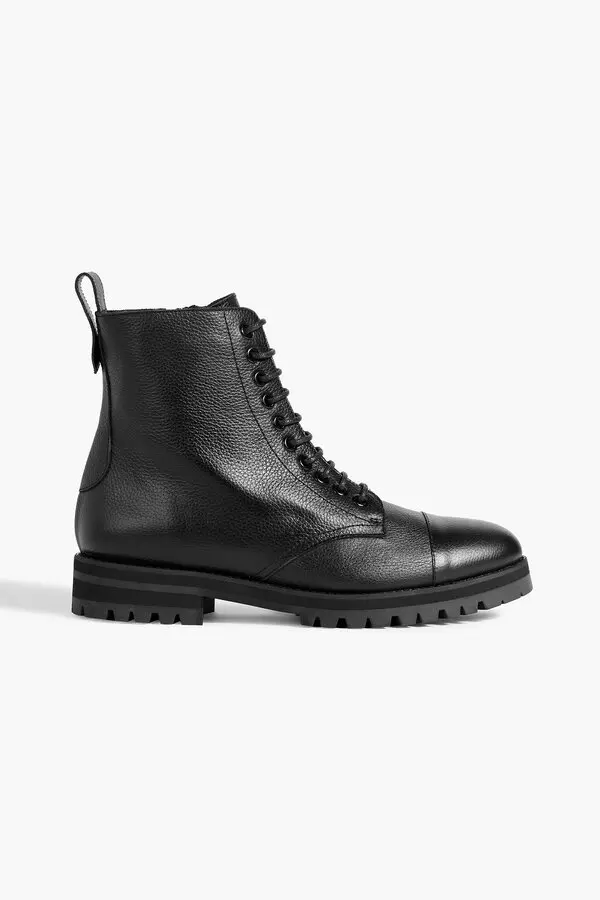 JIMMY CHOO Halden Pebbled-leather Combat Boots