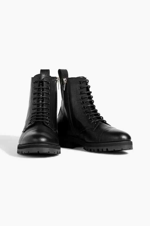 JIMMY CHOO Halden Pebbled-leather Combat Boots