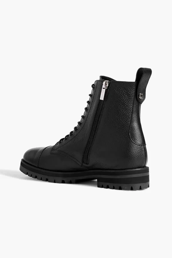 JIMMY CHOO Halden Pebbled-leather Combat Boots