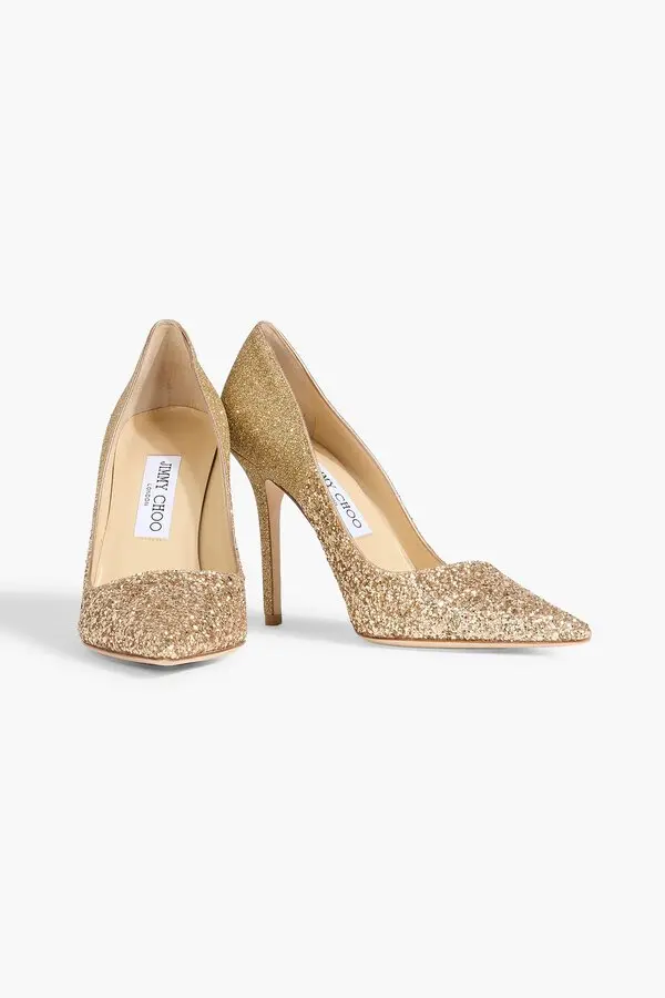 JIMMY CHOO Abel Glittered Woven Pumps