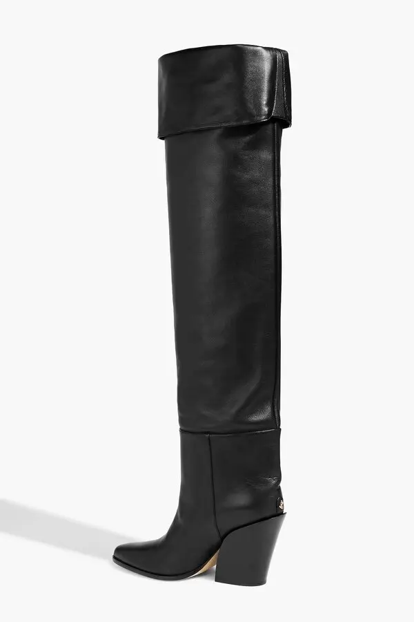 JIMMY CHOO Maceo Leather Over-the-knee Boots - Black