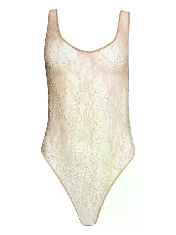 Wardrobe.NYC Lace Tank Bodysuit - Neutrals