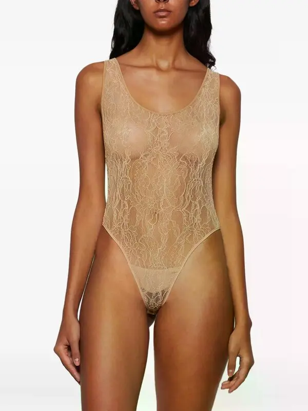 Wardrobe.NYC Lace Tank Bodysuit - Neutrals