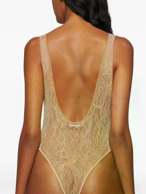 Wardrobe.NYC Lace Tank Bodysuit - Neutrals