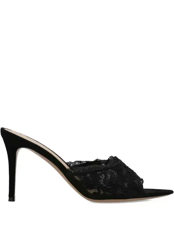 GIANVITO ROSSI Lace Heeled Mules
