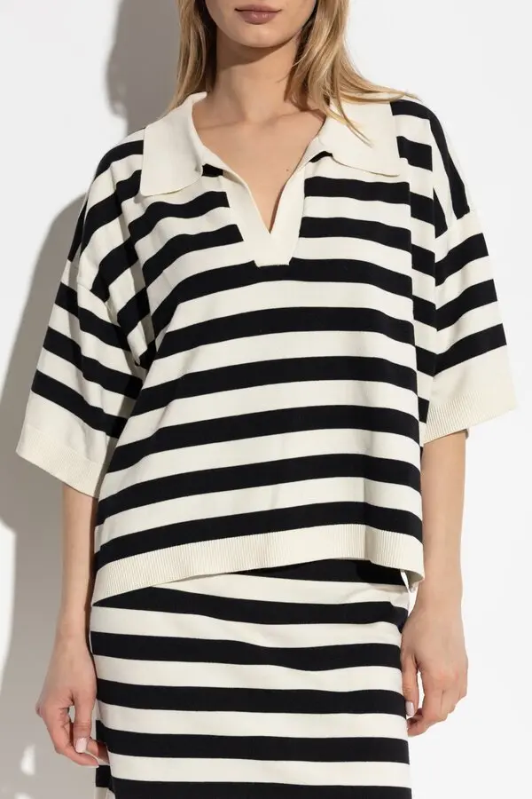 GESTUZ Striped Polo Sweater