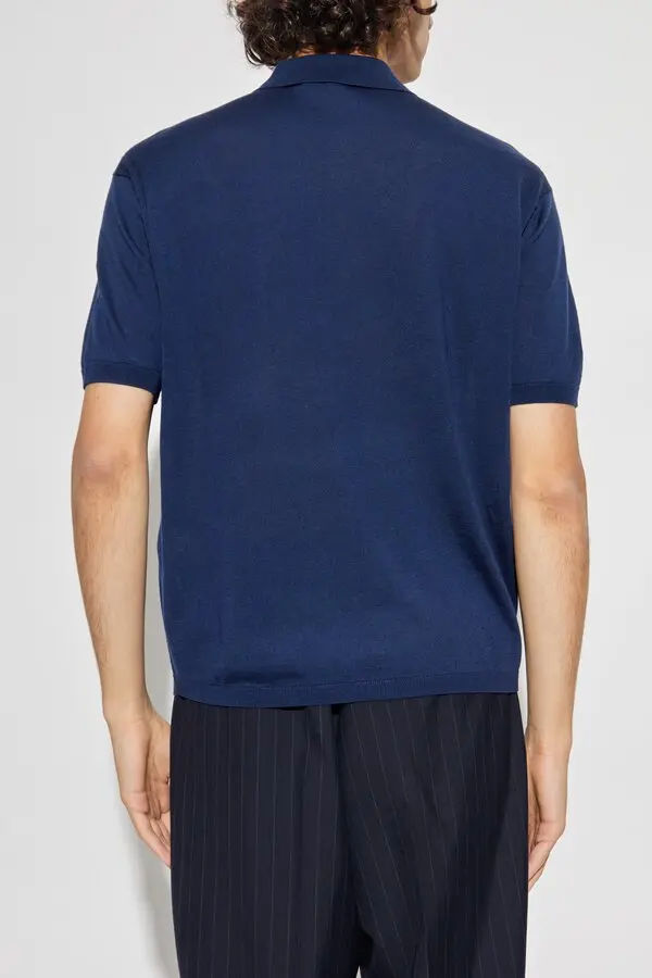 Emporio Armani Polo With Woolen Trim - Navy Blue