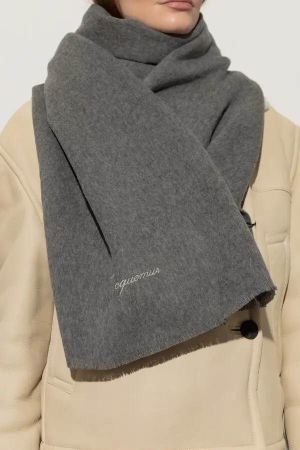 Jacquemus Scarf With Logo - Grey