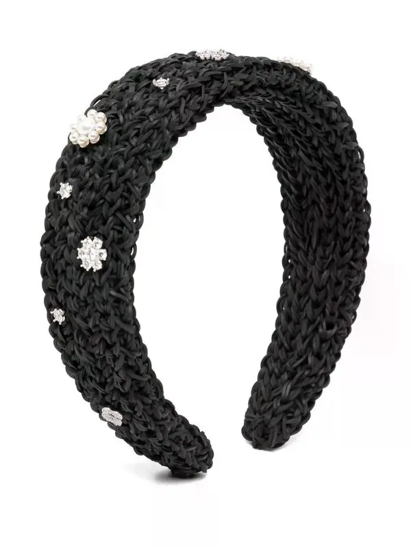 SHUSHU/TONG Embellished Braided Headband - Black