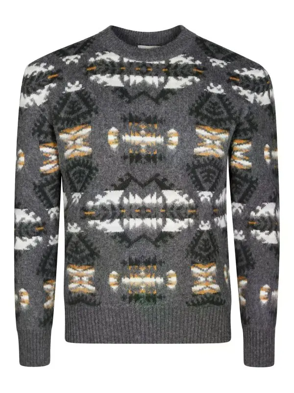 Altea Jacquard Crew-neck Sweater - Grey