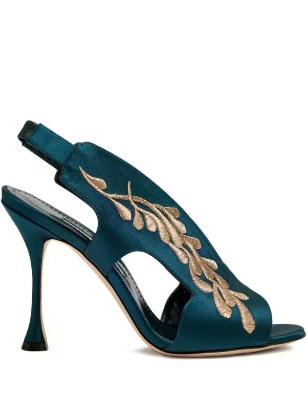 Manolo Blahnik 105mm Pancrabonu Slingback Sandals - Blue