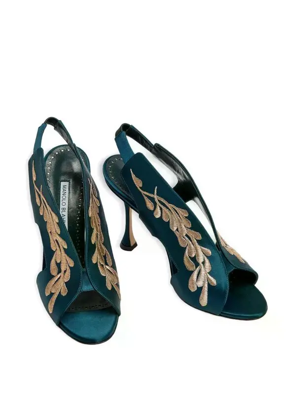 Manolo Blahnik 105mm Pancrabonu Slingback Sandals - Blue