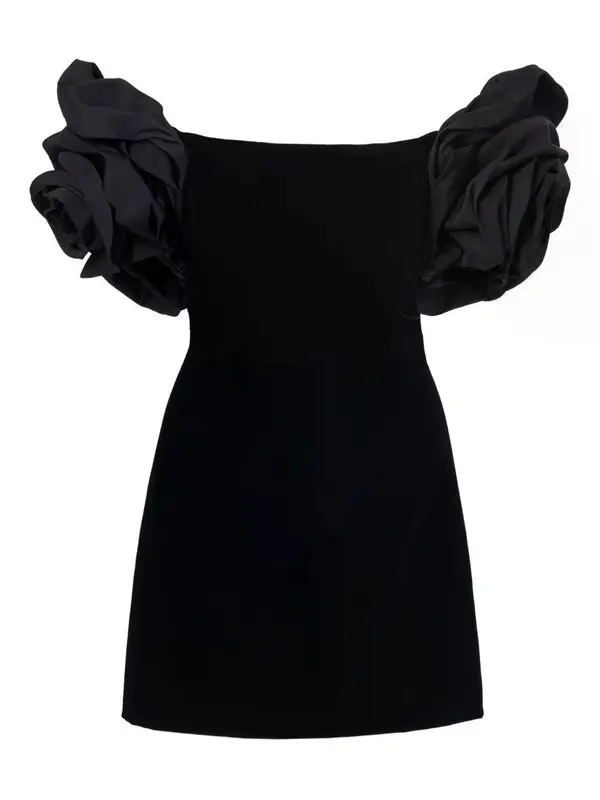 princess polly baby blue dress Carolina Herrera Off-Shoulder Velvet Mini Dress with Rosettes