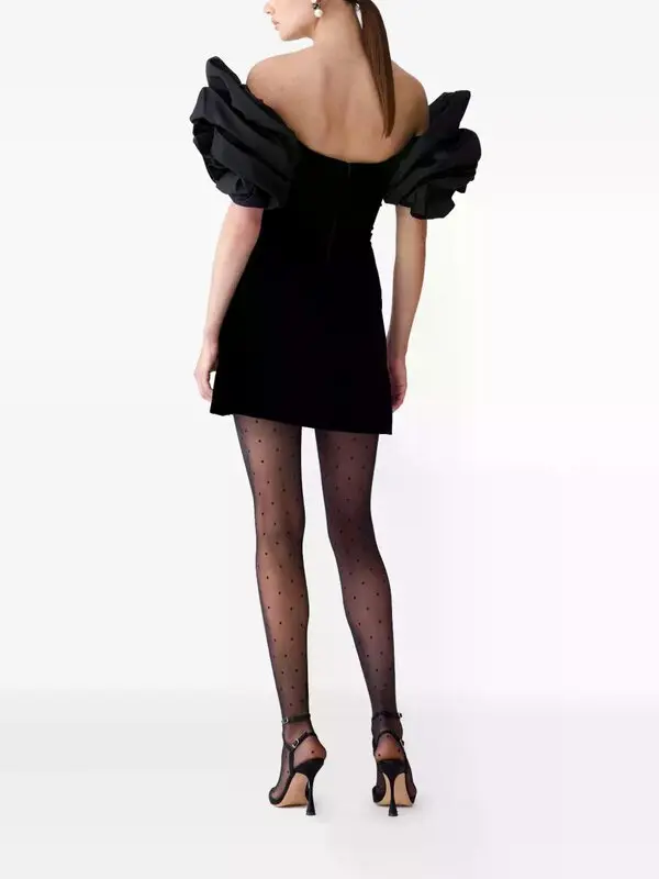 Carolina Herrera Off-shoulder Rosette Velvet Mini Dress