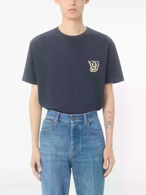 Valentino Garavani Vg-patch Cotton T-shirt - Blue