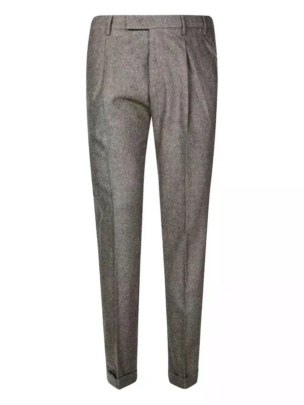 PT TORINO Herringbone Pleated Trousers