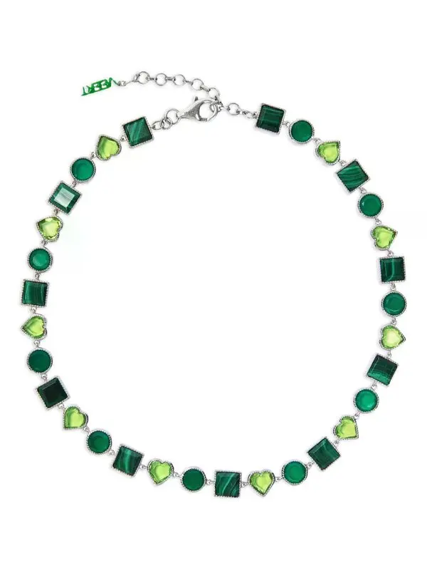 VEERT Geometric Charm Necklace - Green