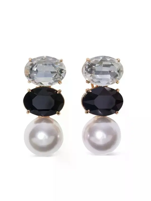 Carolina Herrera Crystal Pearl Clip-on Earrings - Gold