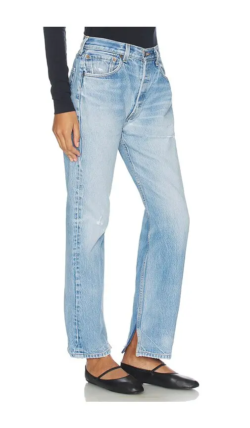 ALIGRACE Vintage Relaxed Split Jeans - Light Medium