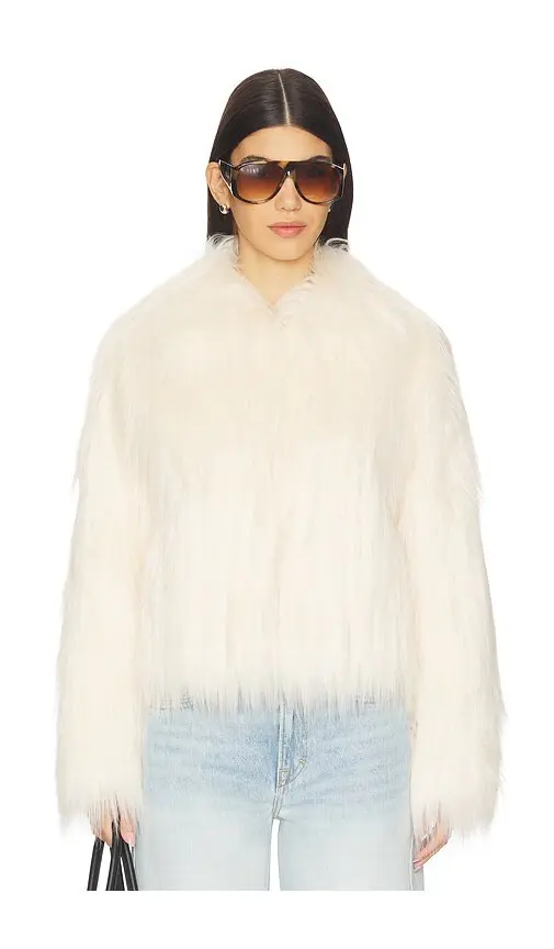 LoveShackFancy Fallon Faux Fur Jacket - Ivory