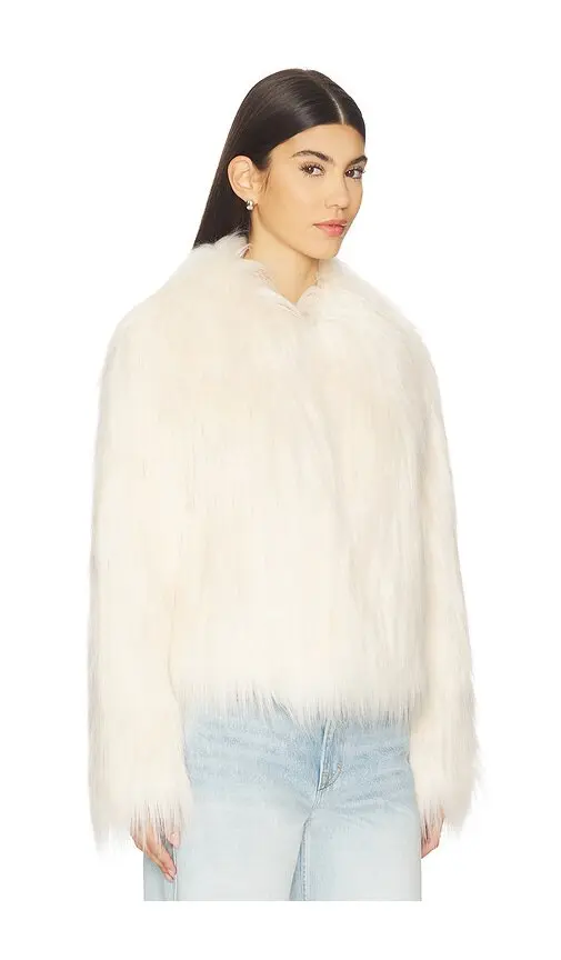 LoveShackFancy Fallon Faux Fur Jacket - Ivory