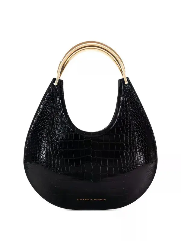 Elisabetta Franchi Medium Crocodile-embossed Shoulder Bag - Black