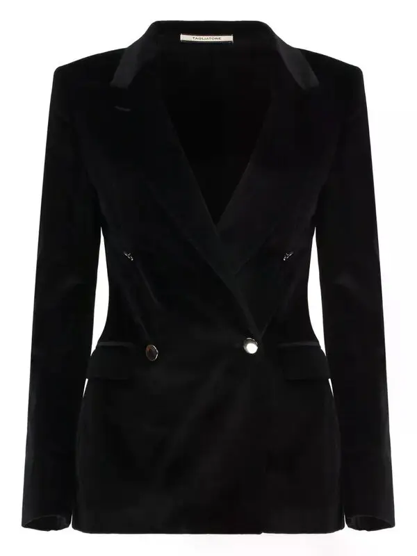 Tagliatore Double-breasted Velvet Jacket - Black
