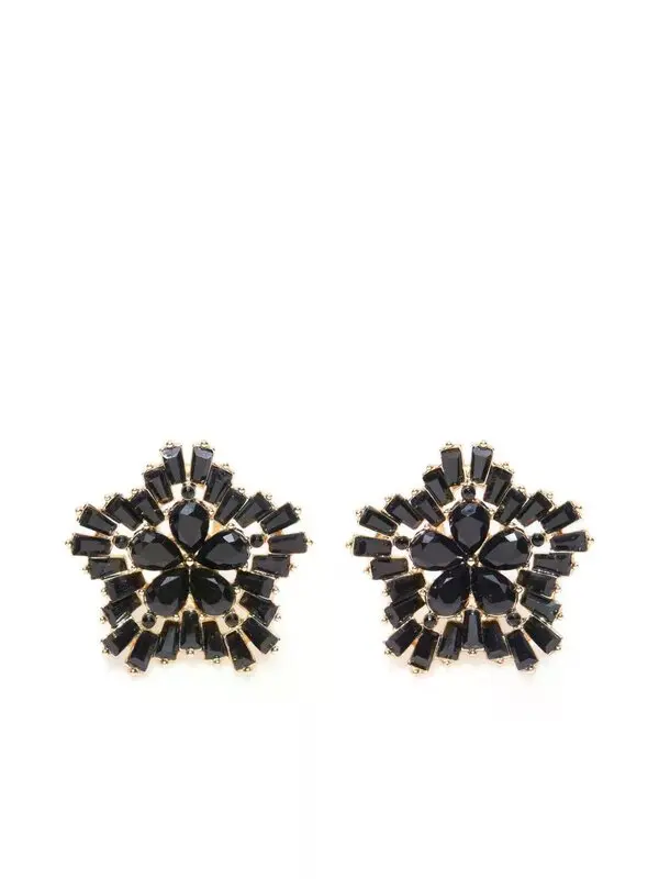 Carolina Herrera Crystal Snowflake Clip-on Earrings - Black