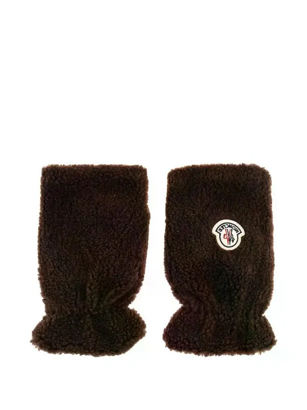 Moncler Logo-patch Fingerless Gloves - Brown