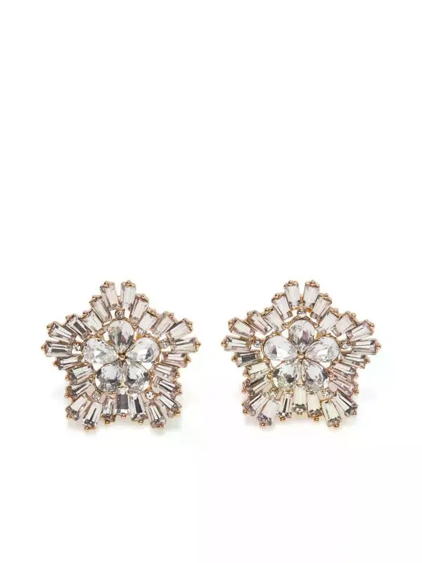 Carolina Herrera Crystal Snowflake Clip-on Earrings - Gold