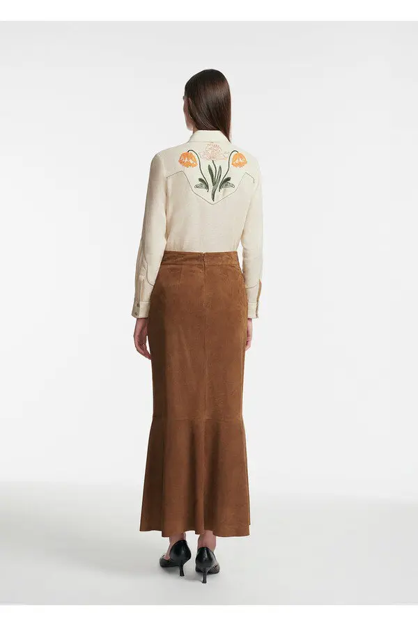 Lela Rose Suede Tulip Skirt
