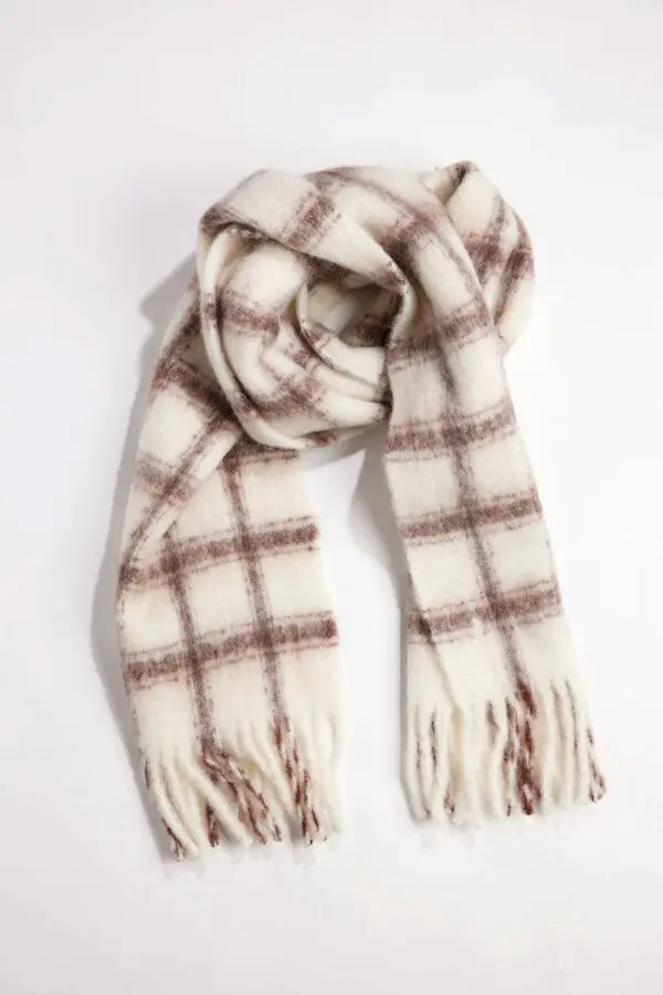 Velvet By Graham & Spencer Warm Window Plaid Scarf - Brown