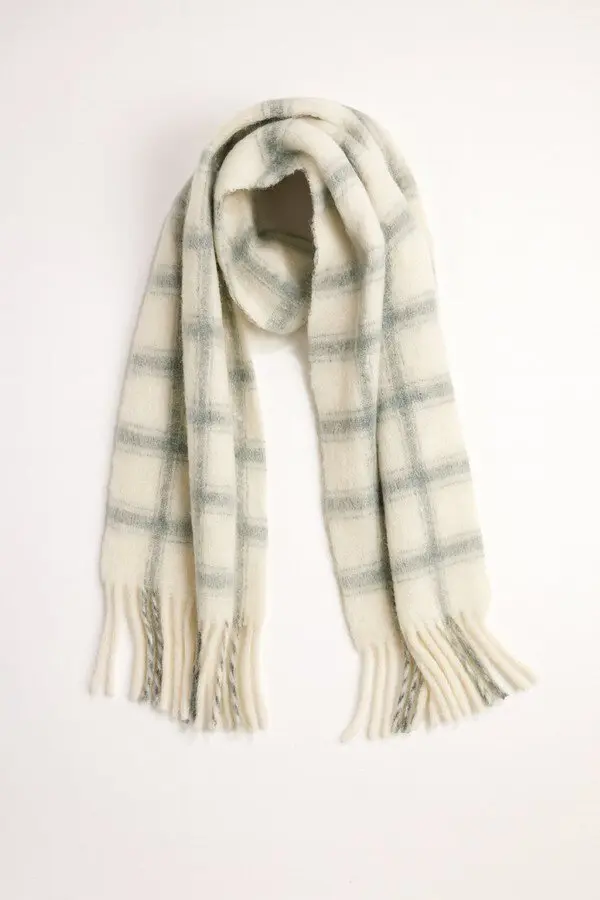 Velvet By Graham & Spencer Warm Window Plaid Scarf - Natural