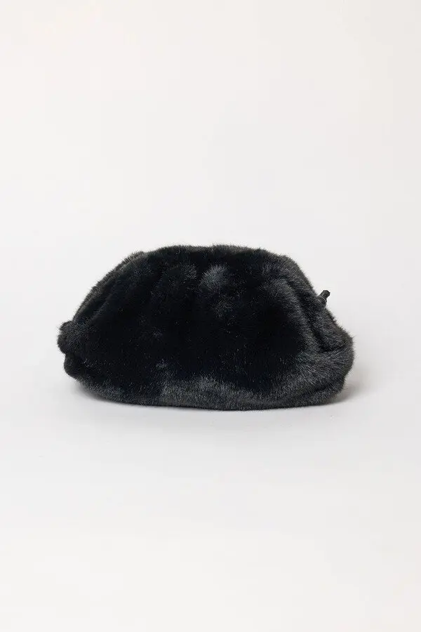Velvet By Graham & Spencer Faux Fur Clutch - Black