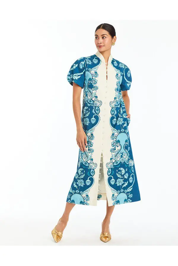 Mestiza New York Printed Barong Midi Dress - Blue