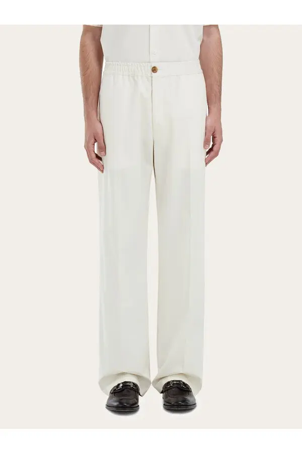 FERRAGAMO Tailored Crêpe Cotton Viscose Jogger Trouser