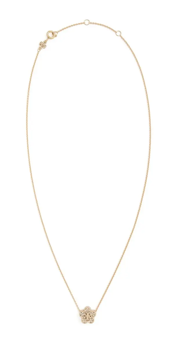 Tory Burch Forget Me Not Pavé Pendant Necklace - Tory Gold/crystal