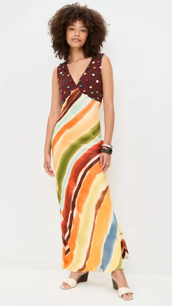 NEVER FULLY DRESSED Beaded Allegra Maxi Dress