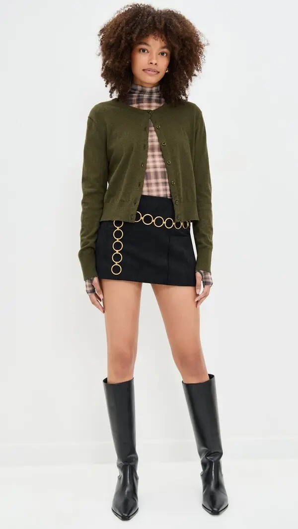 Alexis Nita Faux Suede Mini Skirt With Belt - Black