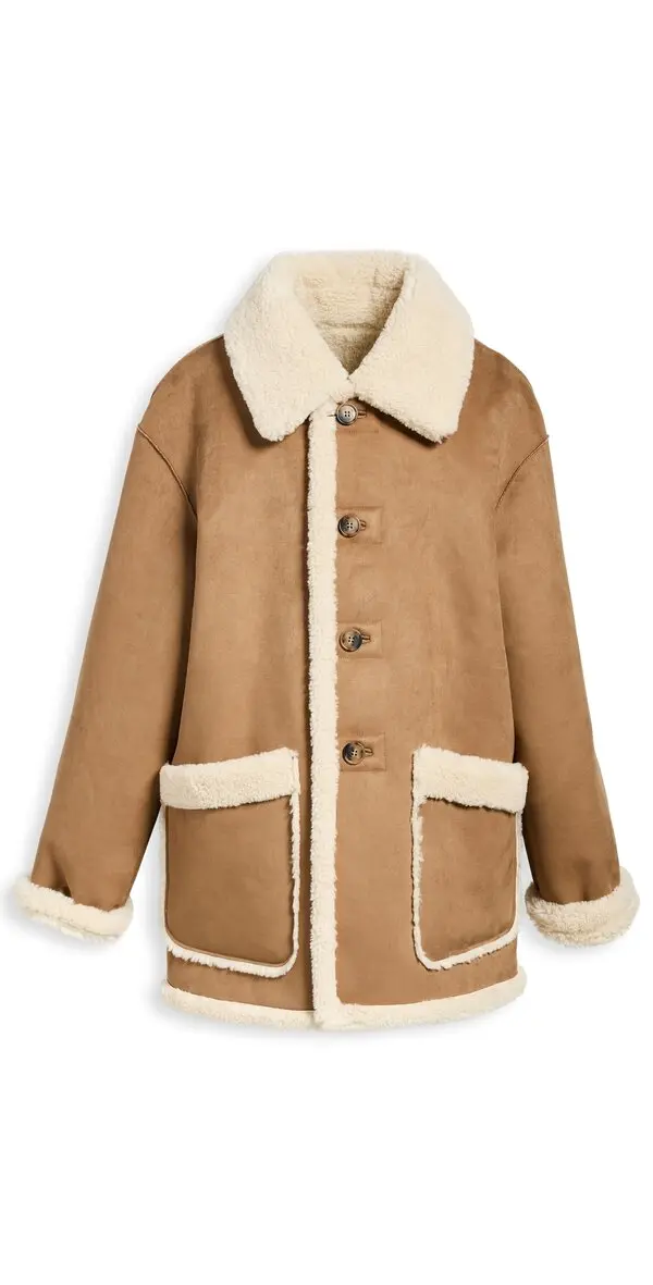 DUNST Reversible Shearling Jacket - Camel