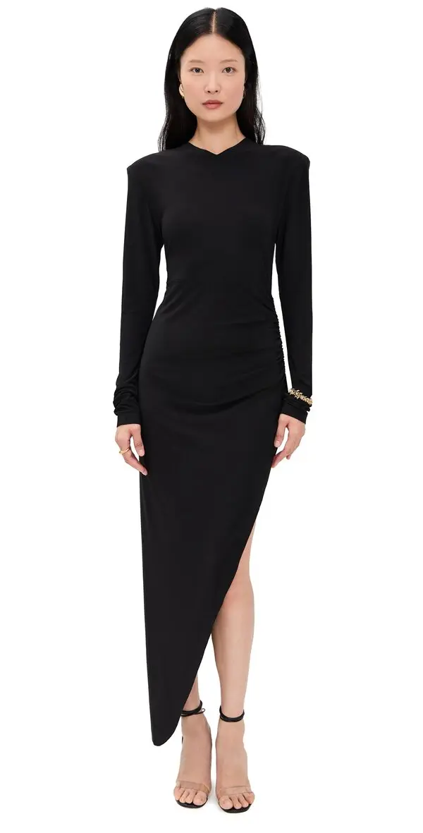 Norma Kamali Shoulder Pad V-neck Gown