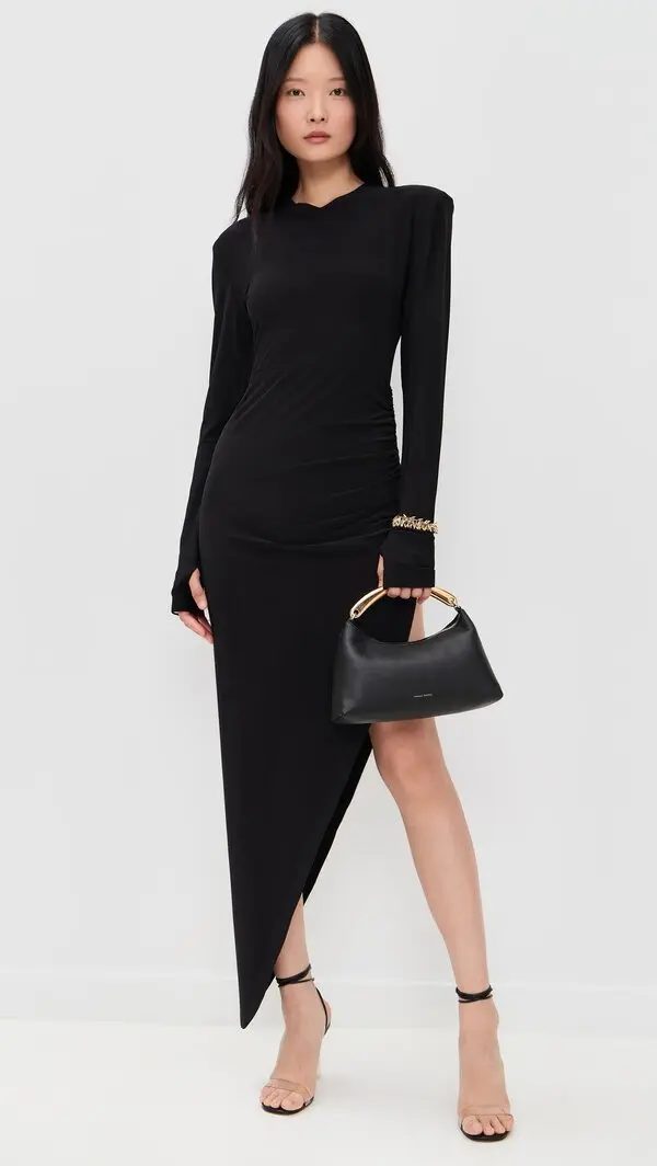Norma Kamali Shoulder Pad V-neck Gown