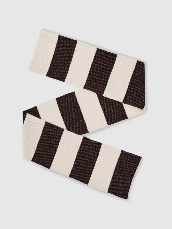REISS Wesley Waffle-knit Block-stripe Scarf With Wool
