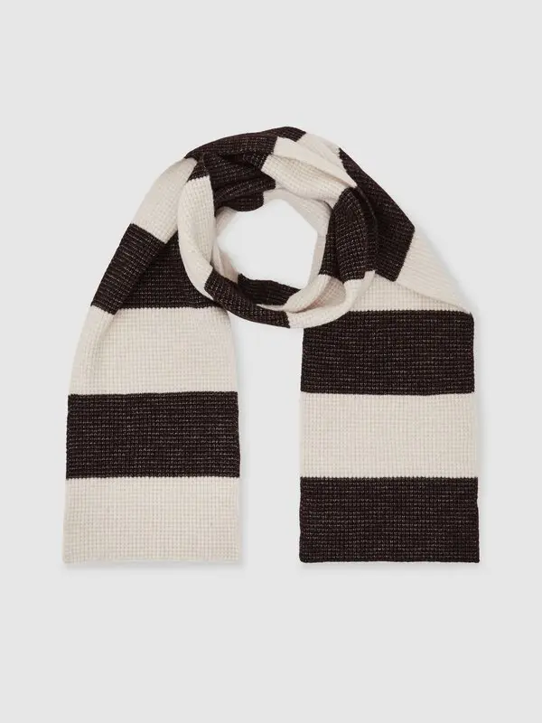 REISS Wesley Waffle-knit Block-stripe Scarf With Wool